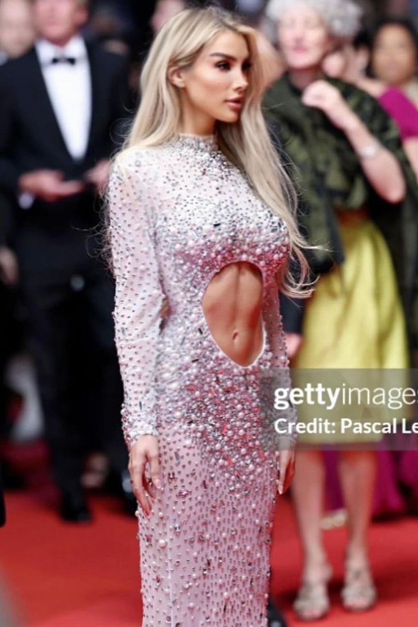 Jessica Bara Levy Crystal Cut Out Long Sleeve Maxi-Dress – JESSICA BARA