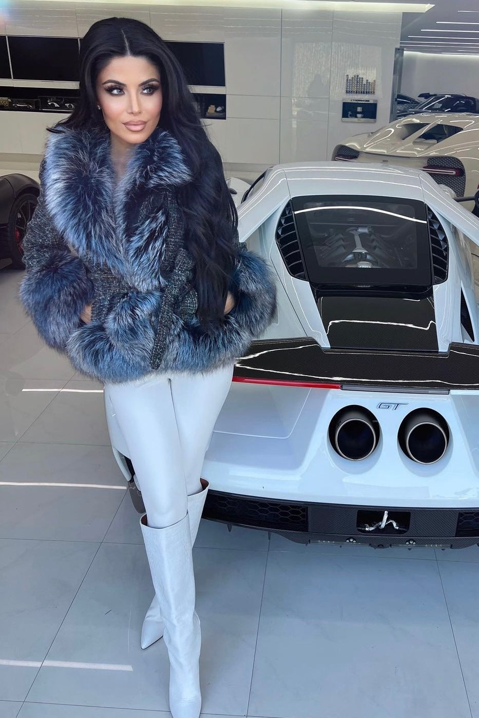 Jessica Bara Shaliyah Fur and Tweed Belted Coat As Seen On Leyla Milan ...