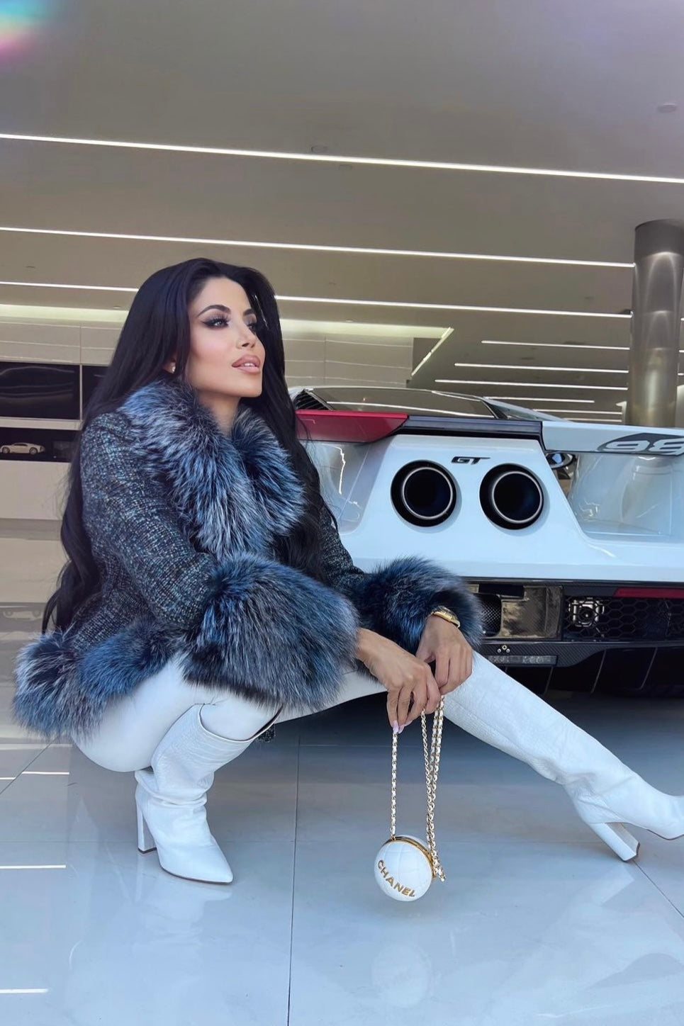 Jessica Bara Shaliyah Fur and Tweed Belted Coat As Seen On Leyla Milan ...