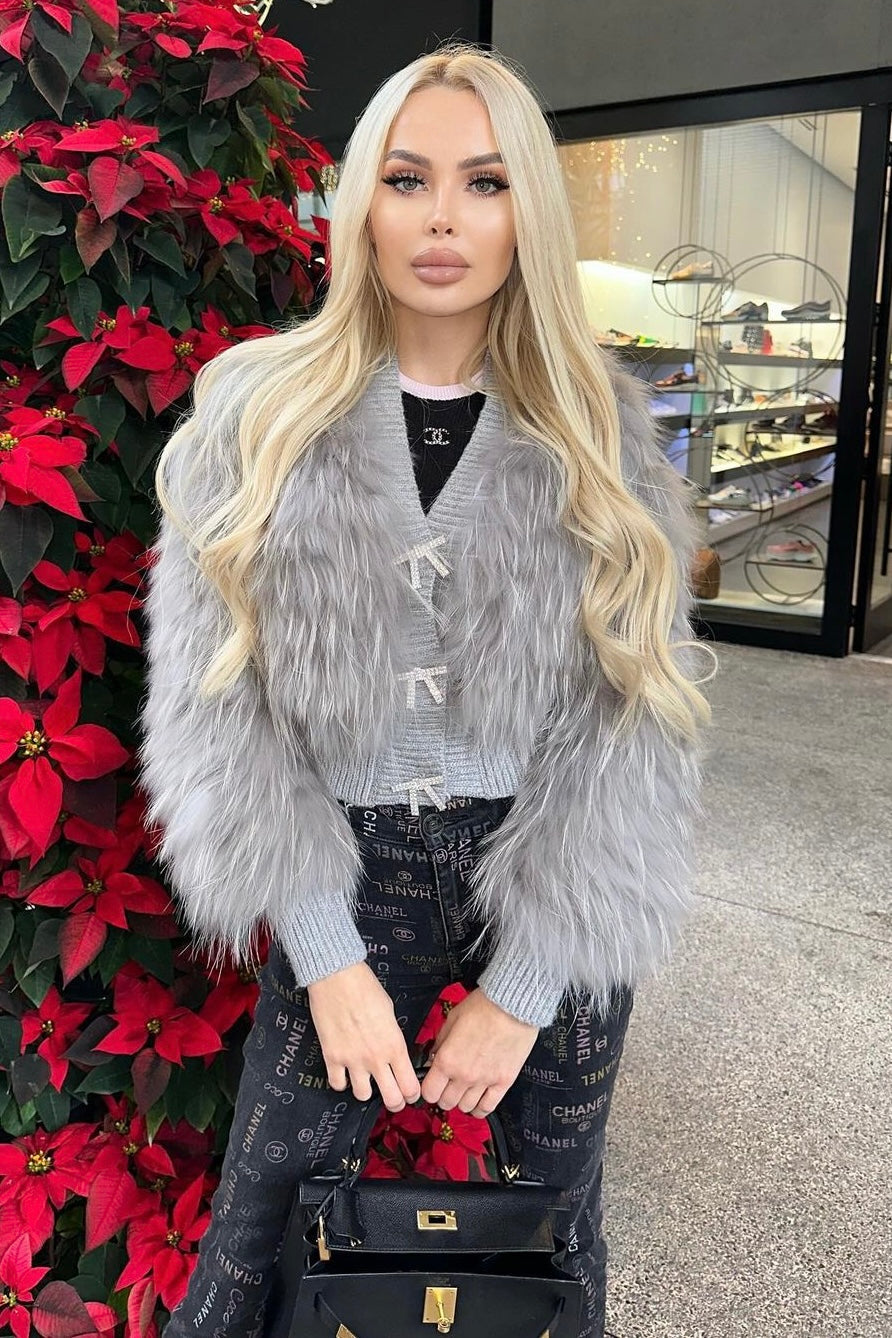 Jessica Bara Dolores Bow Button Fur Coat – JESSICA BARA