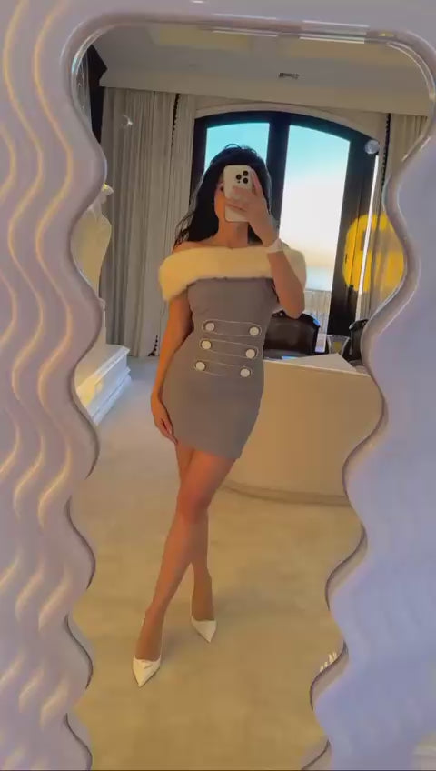 Jessica Bara Tessa Fur Off The Shoulder Mini Dress – JESSICA BARA