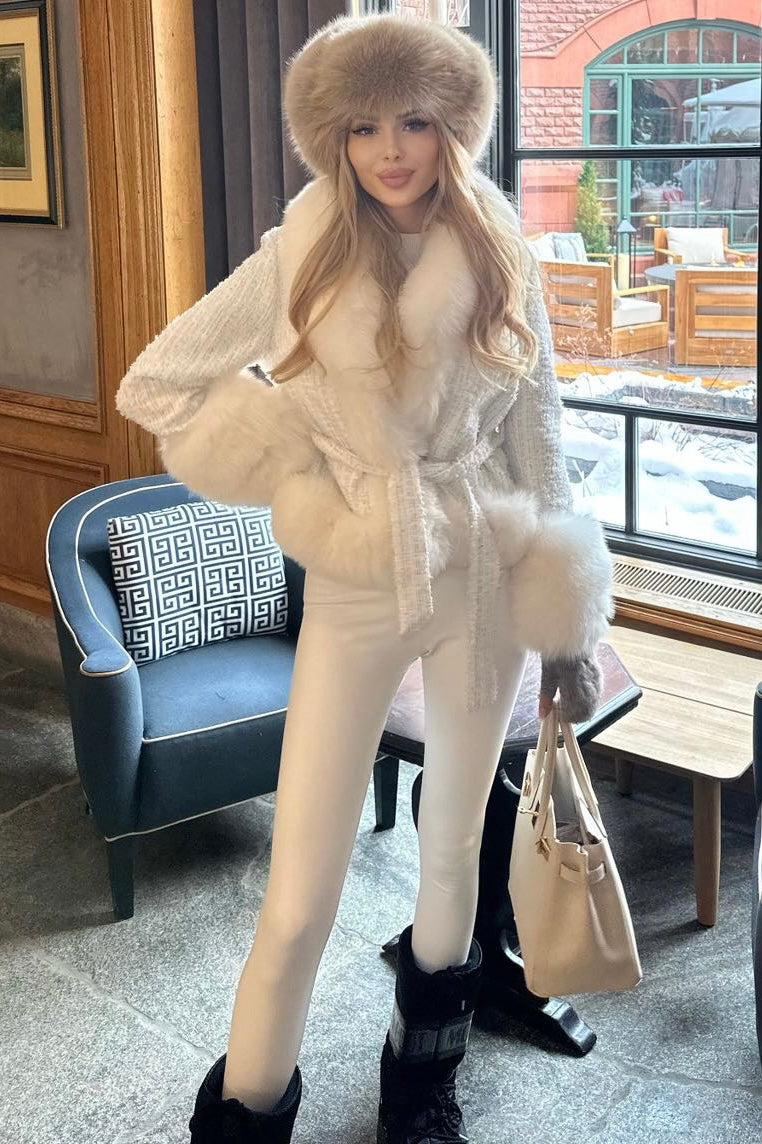 Jessica Bara Shaliyah Fur and Tweed Belted Coat – JESSICA BARA