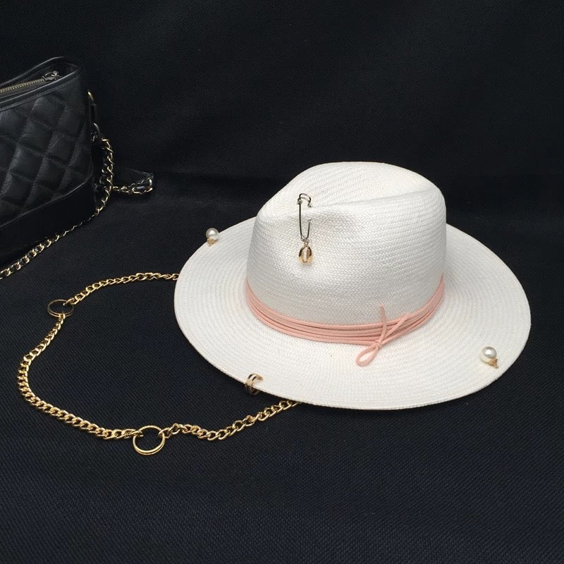 Jessica Bara Mae Safety Pin Straw Chain Hat – JESSICA BARA